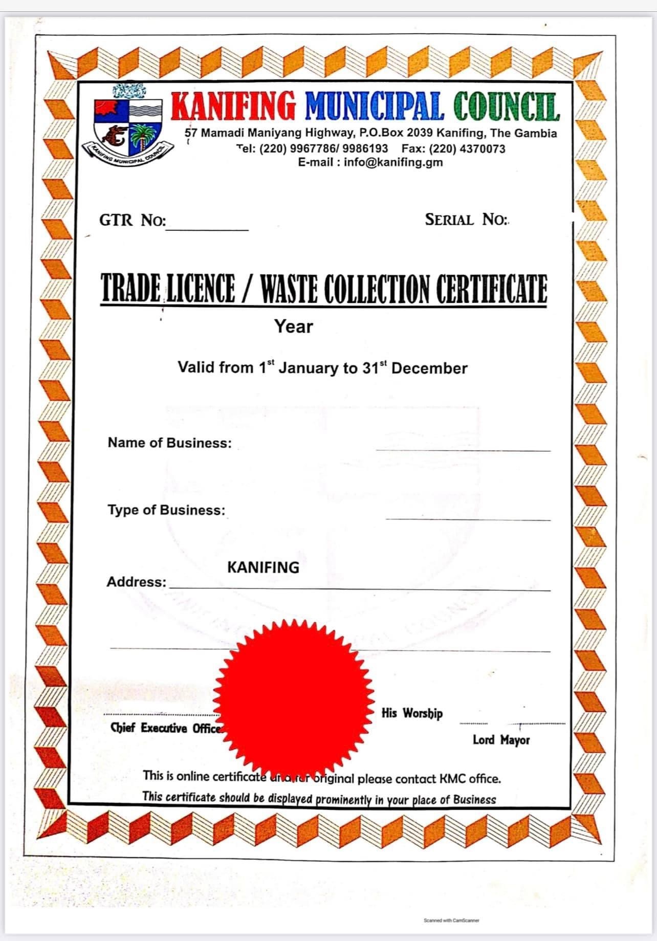 KMC Dismayed At Alleged Issuance Of Fake KMC Trade Licence – Kerr Fatou ...